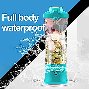 20oz Portable Blender Large Capacity Travel Juice Cup,Smoothies and Shakes Blender, Baby Food Crush Ice Frozen Mixing with 6 Blades 4000mAh Rechargeable Battery,for Home, Travel, Office (Light Blue)