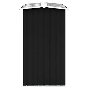 vidaXL Log Storage Shed, Log Holder with Roof, Log Storage Shed, Firewood Rack for Backyard Garden Patio Porch, Anthracite Galvanized Steel 67.7"