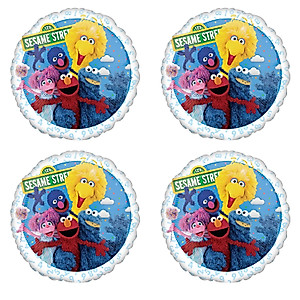 Sesame Street Kids Party Balloons - Set Of 4 Seasame Street Birthday Theme Balloon Decorations Featuring Elmo Big Bird Abby Cadabby Grover And Cookie Monster
