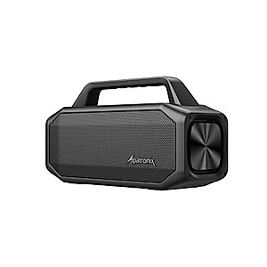 Alpatronix IPX6 Waterproof Stereo Bluetooth Speaker 80W (100W Max), Portable Wireless, 12000mAh Power Bank, Handsfree, Shockproof, TWS, Subwoofer, TF & Flash Card, NFC, AX600, Indoor & Outdoor – Black