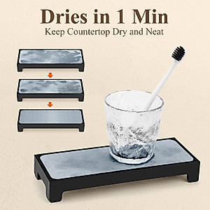 Sink Caddy, EnjoyNest Instant Dry Sink Organizer Sponge Soap Holder for Kitchen Sink Bathroom Countertop Fast Drying Rack Counter Tray Water Absorbing Stone Pedestal Stand Riser for Bottle Brush-Black