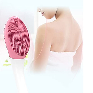 INGVY Dry Brushing Body Brush Electric Massage Bath Brush Long Handle Double-Sided Vibration Bath Brush Bath Massage Soft Silicone Bath Brush 3 Frequency (Size : Blue)