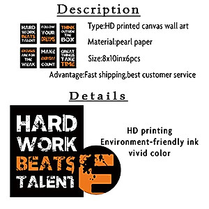 Inspirational Phrase Wall Art ,Ofiice Gym Living Room Wall Decoration Proverb ,Inspirational Quotes Poster ，Teen Adult Bedroomclassroom University Decoration | 6-pack 20.32 x 25.40 cm (Unframed）black A