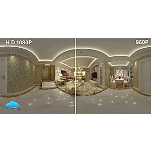 BlueHills White Compact Security Camera for Ceiling or Walls HD 1080P Night Vision Motion Detector & Two-Way Audio - Monitor Front-Door Home Business Kids Baby Dog Cat & Pets with App in Cell Phone