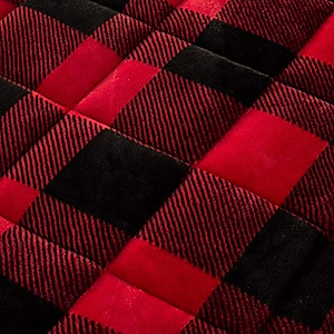 Dearfoams Super Soft Red Buffalo Plaid Weighted Blanket, 15 lbs, 48"x72"