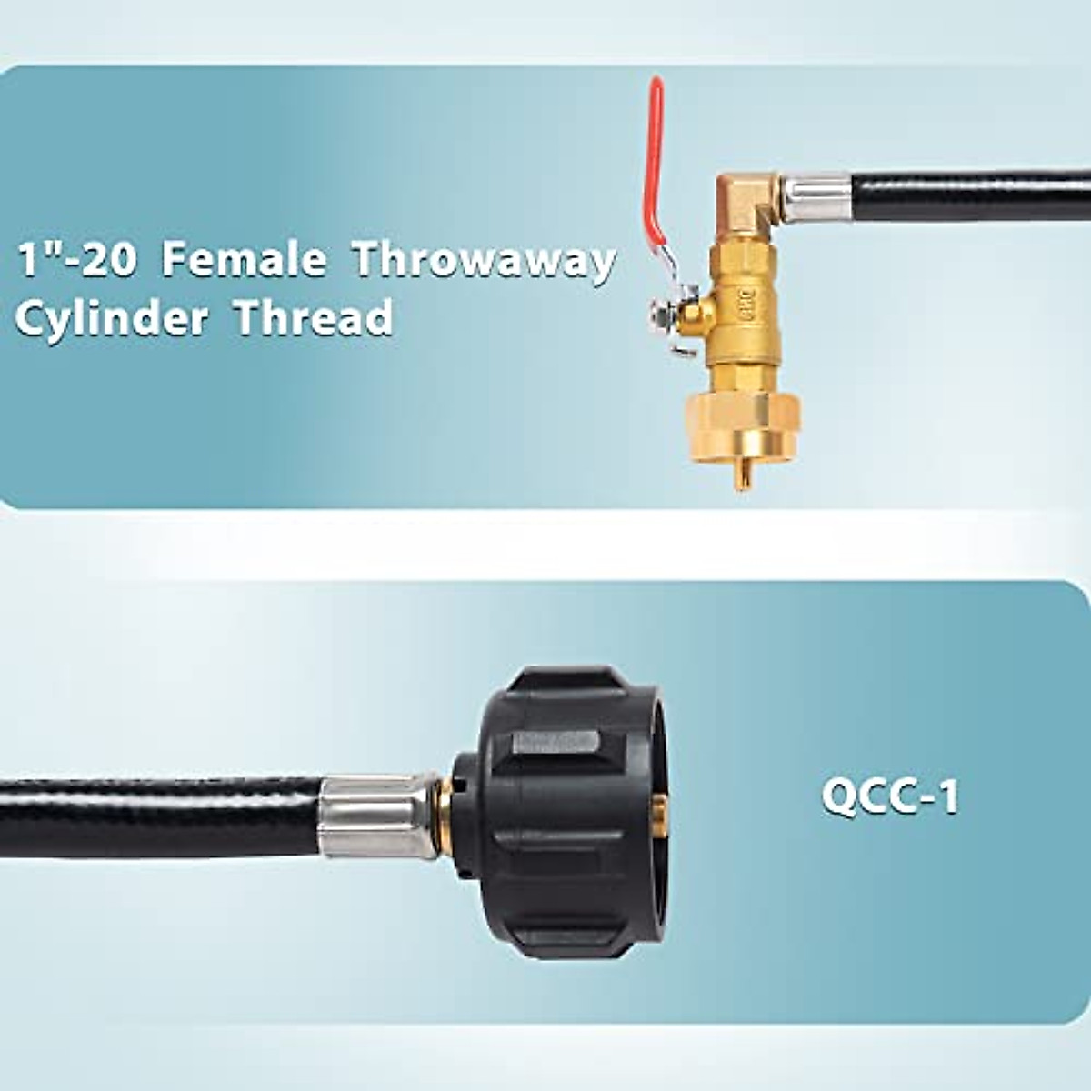 SHINESTAR Propane Refill Adapter for 1 lb. Tanks, 3FT Propane Refill Adapter Hose with ON/Off Shutoff Valve, Connects to 20lb Propane Tanks, Easy to Use