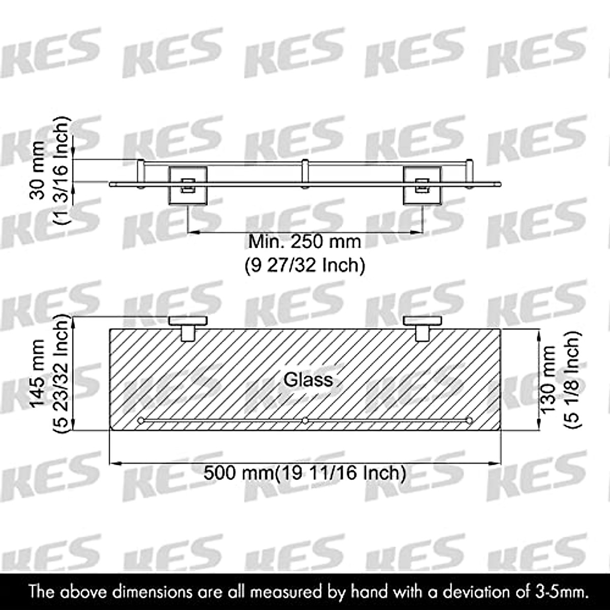 KES Bathroom Glass Shelf with 6 MM-Thick Tempered Glass and SUS 304 Stainless Steel Brackets 20-Inch Rectangular Rustproof Wall Mount Brushed Gold Finish, A2420A-BZ