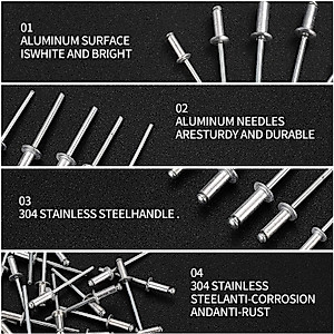 120 Pcs Aluminum Blind Rivets, Assorted Flange Blind Rivets Aluminium, M3.2/M4/M5 Head Rivets for Metal, Wood, Plastic