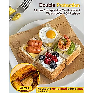 Katbite 100 Pcs Sandwich Wrapping Paper, Deli Paper Sheets 12x12 inch Food Basket Liners, Grease Proof & Non-stick Baking Parchment Paper is Perfect for Home, Picnic, Tray, Wrap, Burger and Burrito