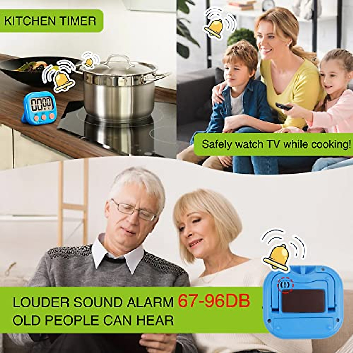 Timers,Classroom Timer for Kids,Kitchen Timer for Cooking,Egg Timer,Magnetic Digital Clock Timer for Teacher,Study,Exercise,Oven,Cook,Baking,Desk - 4 Pack