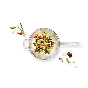 Fissler Original-Profi Collection Stainless Steel 12.6 Inch, 6.7 Quart Multi Ply Wok with High Dome Metal Lid