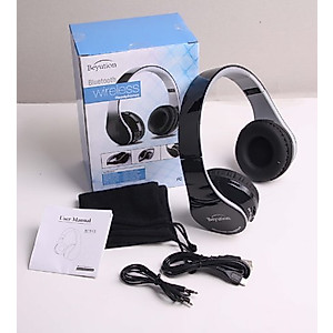 Beyution Hi-Fi Stereo Bluetooth Headphones Best audio Performance Over-ear Bluetooth Headset for Apple Iphone 7 6 5s 5c 5 iPAD Ipod iTouch MAC SAMSUNG S5 S4 S3 Note5 Cell Phone and tablet(BT513-black)