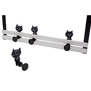 Creathome Over The Door Rail with 4 Peg Hooks, Lovely Cat Pattern, Black and White Style