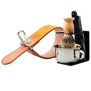 Grandslam Shaving Straight Razor Kit, Steel Cutthroat Straight Razor With Leather Strop, Sharp, Pure Badger Hair Shaving Brush with Wooden Handle,Shaving Bowl,Soap and Stand, Gift for Men