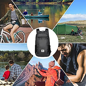 MasterTool Hiking Daypack, Water Resistant Lightweight Packable Foldable Backpack for Travel Camping Outdoor, Black, (291-2243-06), 20L