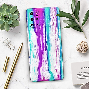 DesignSkinz Running Purple and Teal Watercolor Paint Protective Vinyl Decal Wrap Skin Cover Compatible with The Samsung Galaxy S20 (Screen Trim & Back Glass Skin)