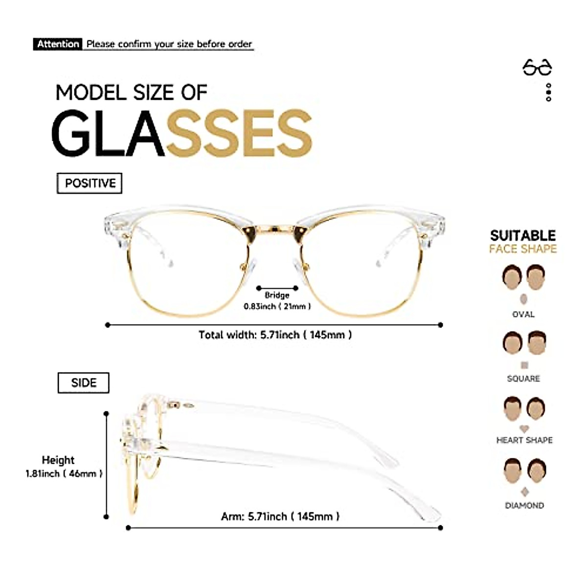 Nipukt Eyewear Frames, Blue Light Glasses Lightweight, Computer Gaming/Phones/TV Glasses, Office/Outdoor Glasses for Women or Men, Anti Eyestrain Glasses, Clear Gold Frame
