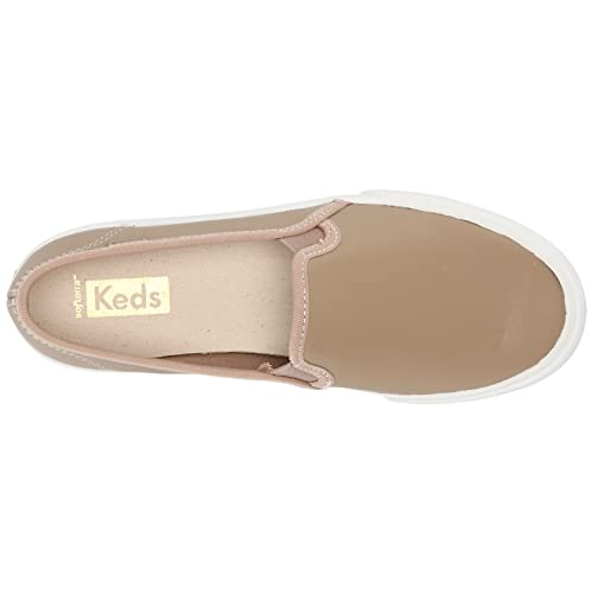 Keds Women's Double Decker Slip ON Sneaker, Tan Leather, 8.5