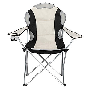 Vasitelan Outdoor Camping Chair with Back Support, Padded Lawn Chairs Folding Arm Chair with Bag, Cup Holder