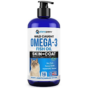 Omega 3 Fish Oil for Cats - Better Than Salmon Oil for Cats - Kitten + Cat Vitamins and Supplements - Cat Health Supplies - Cat Dandruff Treatment - Liquid Fish Oil for Pets - Cat Shedding Products