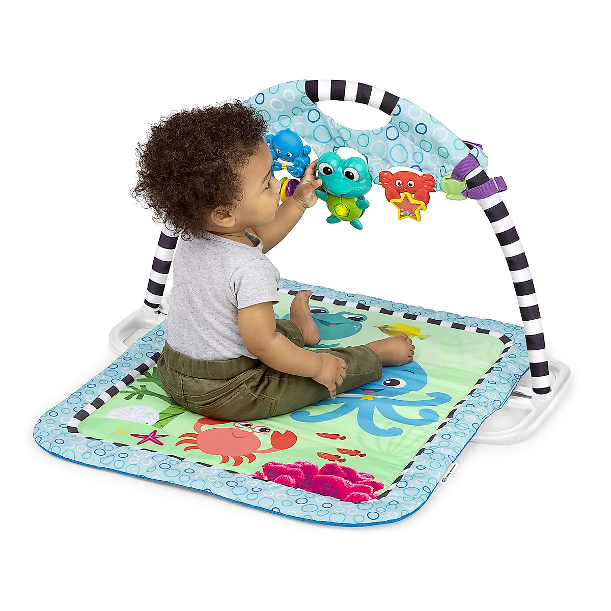 Baby Einstein Neptune's Discovery Reef Baby Tummy Time Activity Gym Toy Bar with Soft Comfortable Mat, 65 Melodies and Songs and Light Up Features