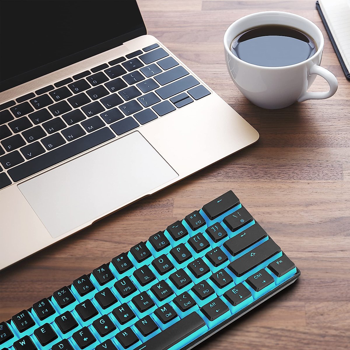 GK GAMAKAY MK61 RGB Pudding Keyboard, 61 Keys Gateron Optical Switch PBT Pudding Keycaps, Hot Swap Backlit Ultra-Compact Wired Gaming Keyboard for Windows Mac PC Gamers (Yellow Switch V2, Black)