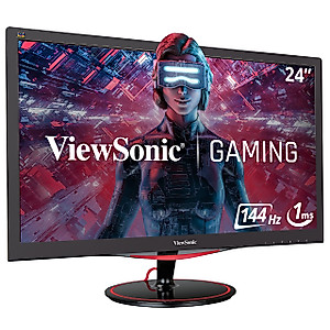 ViewSonic VX2458-MHD 24 Inch 1080p 1ms 144Hz Gaming Monitor with FreeSync Premium, Flicker Free and Blue Light Filter, HDMI and DisplayPort