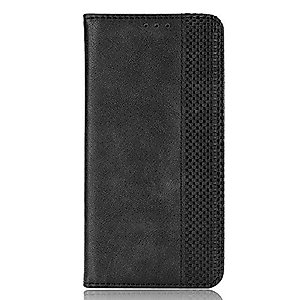 HZSANXIN Compatible with Samsung Galaxy S23 Ultra Case Flip Cover Ultra Slim Leather Bumper Retro Magnetic Sticker Wallet Wear Resistant Resistance to Falling Protective Shell (Black)