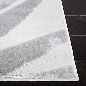 SAFAVIEH Skyler Collection 6'7" Square Ivory/Black SKY189A Botanical Distressed Non-Shedding Living Room Dining Bedroom Area Rug