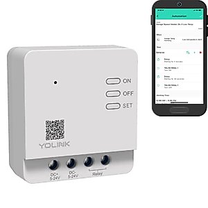 YoLink Relay, YoLink 1/4 Mile Super Long Range Smart Relay Compatible with Alexa, Google, and IFTTT, Max. 5 amps - YoLink Hub Required