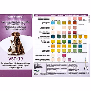 One Step Pet Urine Test Strips, 15 x Urinalysis 10 Parameter Tests in a Re-sealable Foil Pouch, Tests for Dogs Cats & Animals, Accurate Testing for UTI Diabetes Bladder Kidney Liver SG pH Glucose