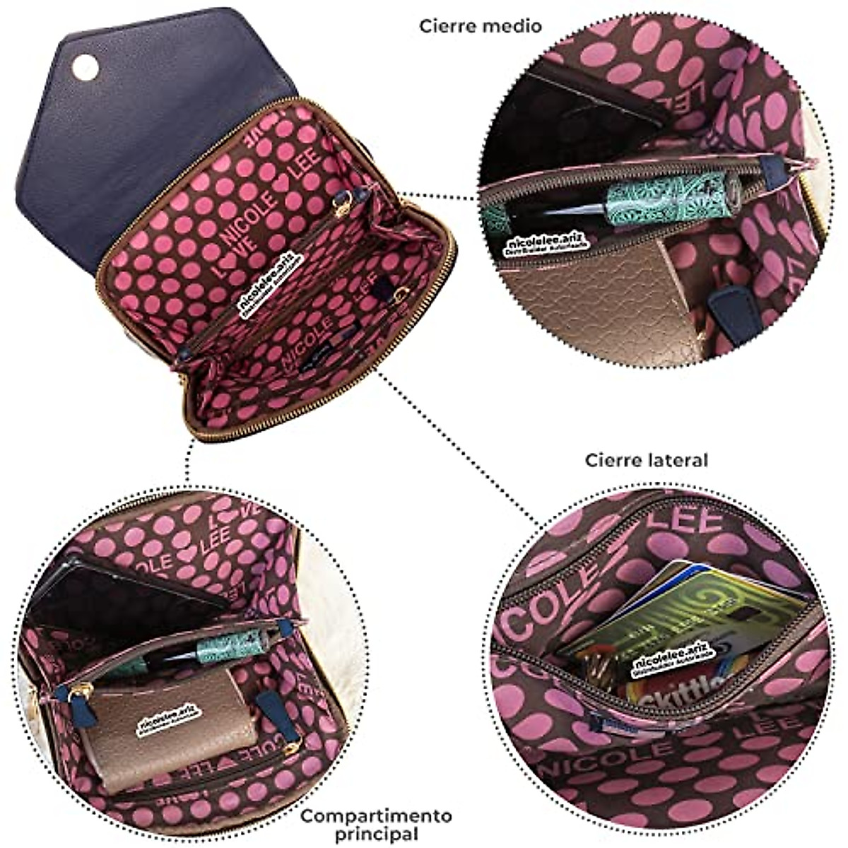 Nicole Lee Pearl Kiss Lock Envelope Crossbody Handbag, Women's Fashion Print Vegan Leather Clutch (Success in New York)