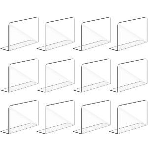 12 Pack Shelf Dividers for Closet Organization, Clear Plastic Shelf Dividers for Closets, L-Shaped Shelf Separators, Adjustable Dividing Board for Clothes, Handbags, Books, 12 x 4 x 10 Inch