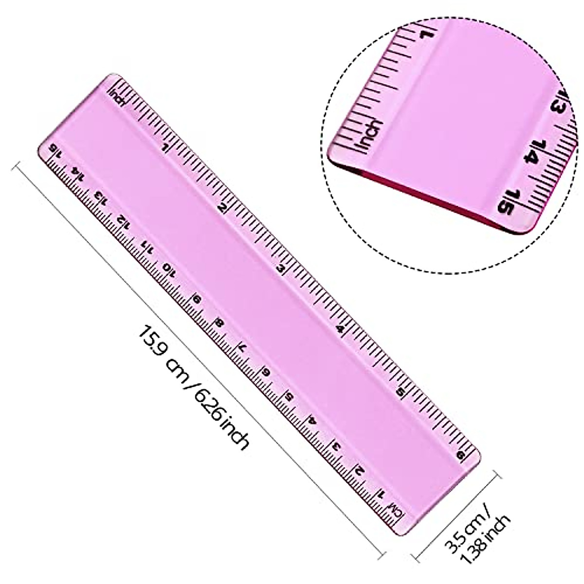 ZZTX Color Plastic Ruler Straight Ruler Measuring Tool 6 Inch Ruler Set Rulers Bulk 3 Pack
