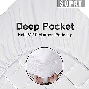 SOPAT Extra Thick Mattress Topper King 400TC Cotton Pillow Top Breathable Mattress Pad Protector with 8-22" Deep Pocket Soft Down Alternative Fill Mattress Cover (78x80 Inches, White)