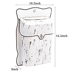 SDlumeiy Vintage Wall Mount Mailbox, Vintage Mailbox, Outdoor Metal Mailbox, Vertical Wall Mount Mailbox 10.2Lx3Wx14.2H inches (White)