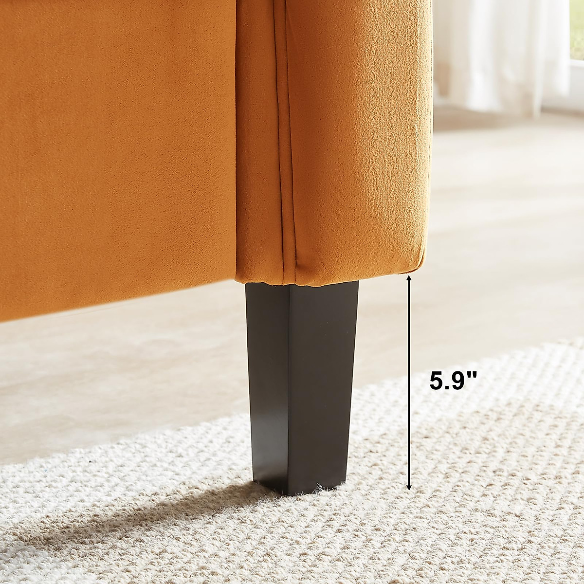 WILLOVE 78" Mid-Century Modern Velvet Sofa, 3 Seater Couch with Comfy Deep Seats, Futon Loveseat Couch for Living Room Furniture with Two Throw Pillows, Easy to Install (Ginger)