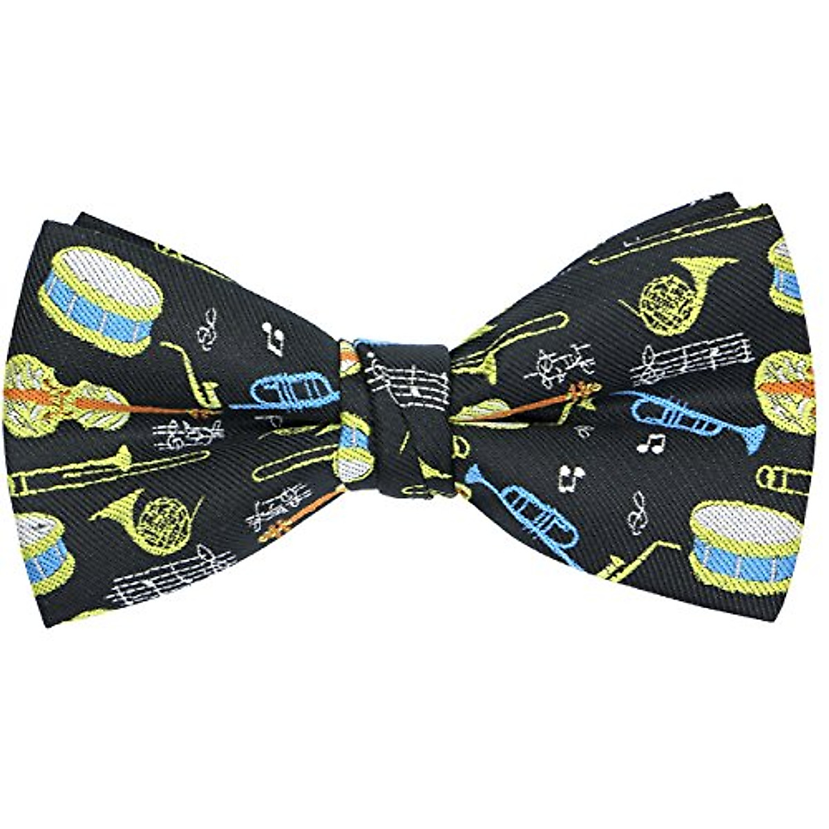 OCIA Boys Dinosaur Sharks Pattern Pre-Tied Bowtie Kids Adjustable Bow Tie Yellow Black Musical Instrument