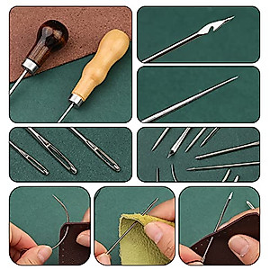 Upholstery Repair Sewing Kit, Heavy Duty Sewing Kit with Leather Sewing Needles, Curved Needles, Upholstery Thread, Sewing Awl, Seam Ripper, Leather Sewing Kit for Tent, Sofa, Canvas, Shoes, Carpet