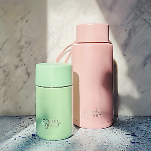 frank green Ceramic Reusable Bottle with Straw Lid, 34oz Capacity (Khaki)