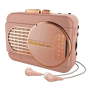 Studebaker Walkabout II Walkman Personal Stereo Cassette Player with AM/FM Radio and Built-in Speaker (Rose Gold)