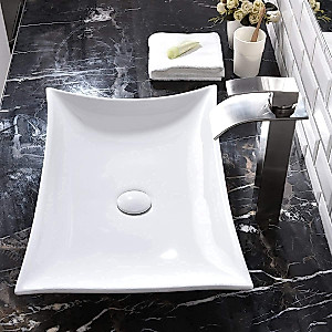 SHACO Contemporary 22.44" X 14.57" Porcelain Ceramic Above Counter Bathroom Vessel Sink, Countertop Bowl Lavatory Vanity Big Bathroom Sink