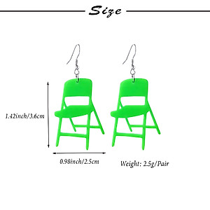 Mintolex Folding Chair Earrings for Women Trendy Fun Y2K Lightweight Acrylic Weird Earrings Statement Chair Shaped Dangle Earrings Jewelry Gifts, Green