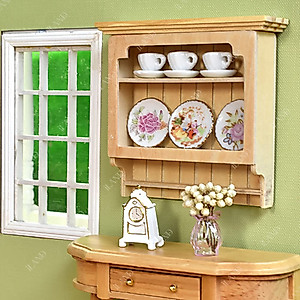 iLAND Wooden Dollhouse Furniture on 1/12 Scale, Miniature Cabinet Varnished 2pcs fit Dollhouse Kitchen, Living Room, Dining Room or Bathroom