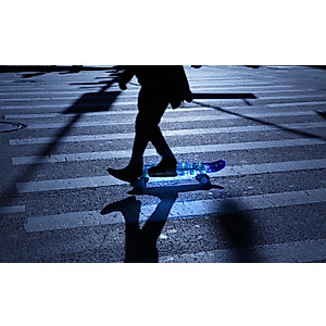 HUAXIAO 22 Inch Skateboard- with Led Light Up Wheels for Beginners,Complete Mini Cruiser Retro Skateboard for Kid,Smooth Riding,Durable Polypropylene with Pu Wheels