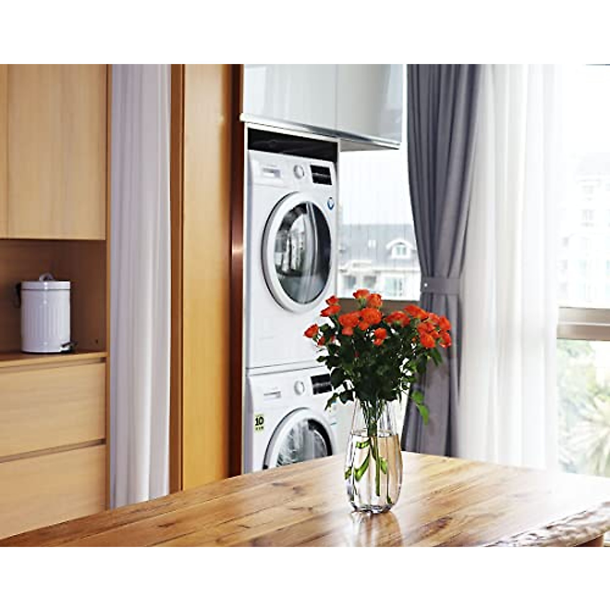 OCTMUSTARD Mini Metal Pedal Bin, Round Step Pet Trash with Lid and Handle, Small Garbage Can Wastebasket for Narrow Spaces at Home, Car or Office, 0.8Gal/3L, White 9" X 6.75" X 11.25"