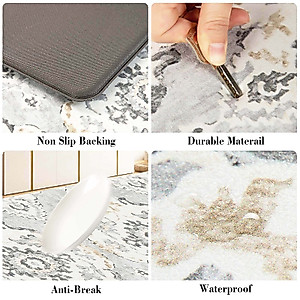 Jabogrii Kitchen Rugs Set 2 Piece Cushioned Anti Fatigue Mats PVC Non Slip Waterproof Kitchen Runner Rug Comfort Standing Foam Mat for Floor, Sink, Laundry 17.3"X47"+17.3"X29"