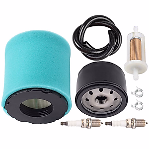 Fremnily 798897 Air Filter + Oil Filter for JD MIU13120 Z435 Z445 Z465 Z535M Z535R Z625 Z645 Z655 Z665 Ztrack Lawn Mower Compatible with Gravely 21551500 915205 915207 915219 Spark Plug