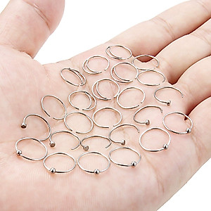 Lcolyoli 24PCS 22G Surgical Steel Moon Nose Rings Hoop Nostril Septum Ring Piercing Jewelry for Women Men 10mm (3/8") Silver-tone