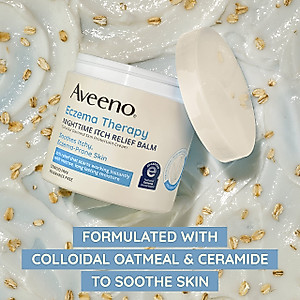 Aveeno Eczema Therapy Nighttime Itch Relief Balm with Colloidal Oatmeal and Ceramide for Dry Itchy Skin, Fragrance-Free Anti Itch Eczema Cream, 11 FL OZ